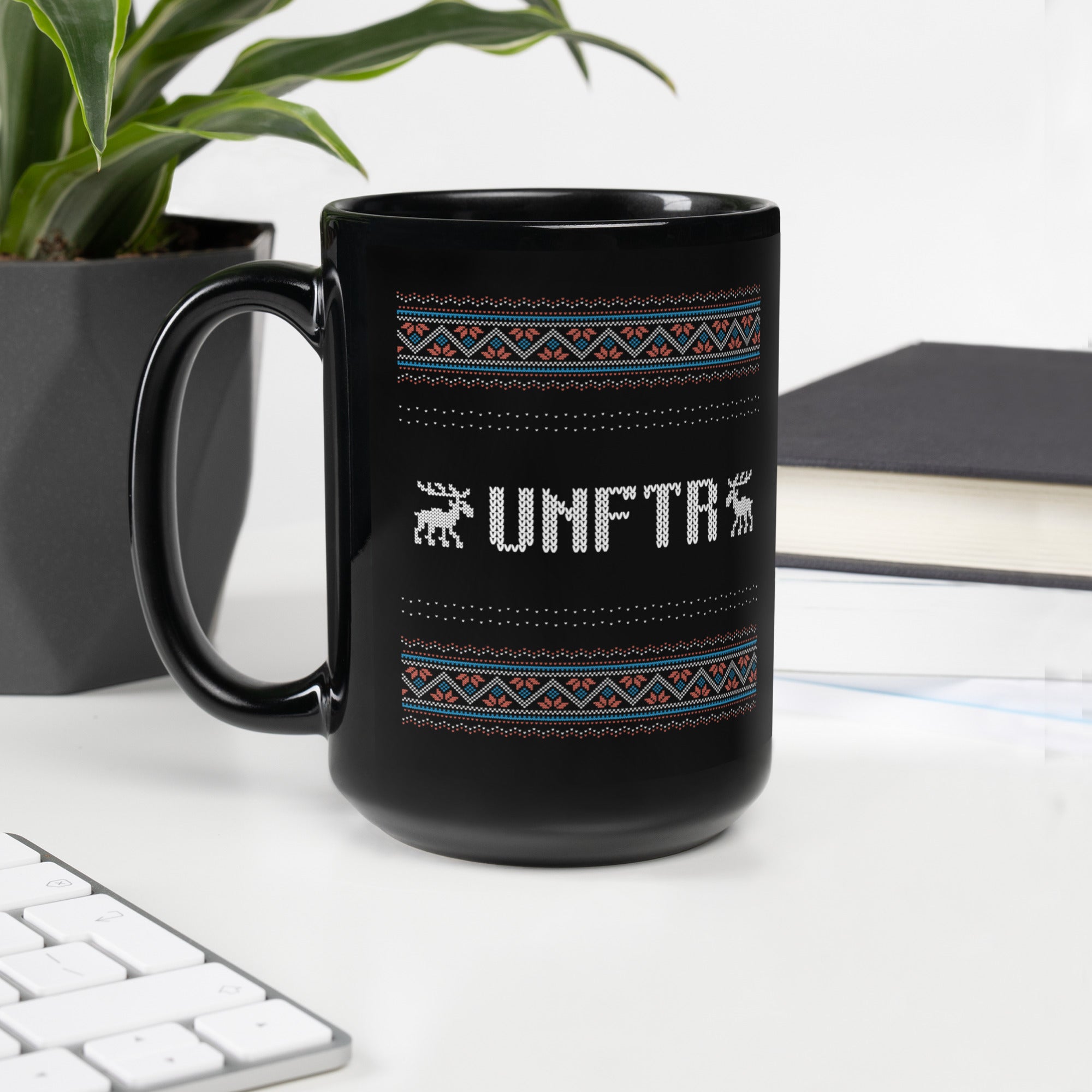 Black UNFTR Holiday Mug | UNFTR Podcast